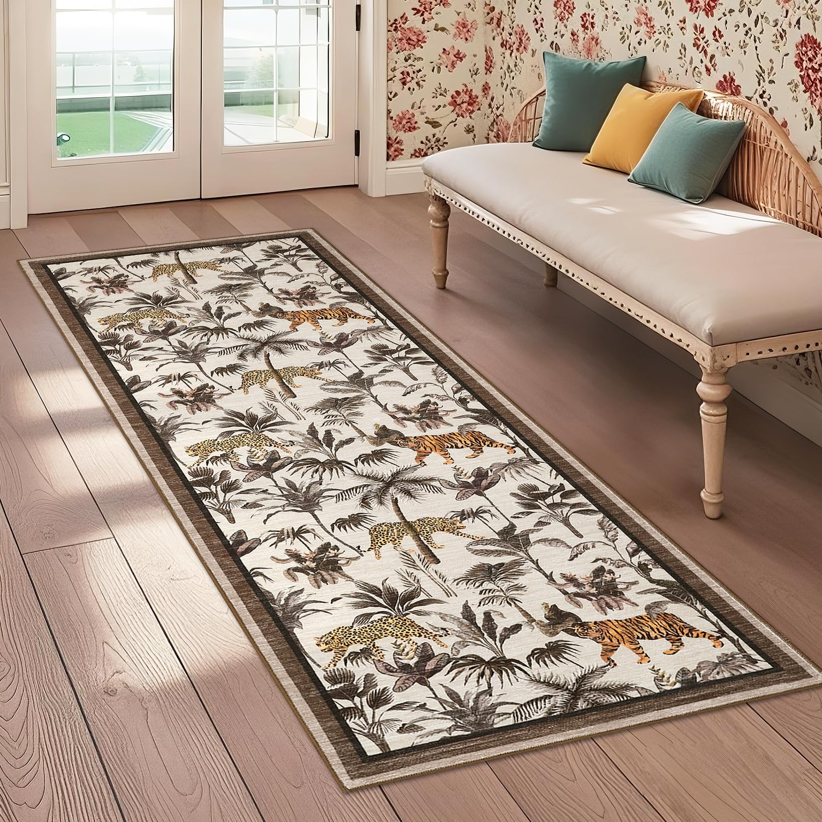 Garvee Tiger Rug Washable Runner 2'x6' Tropical Jungle Plant Non-Slip ...