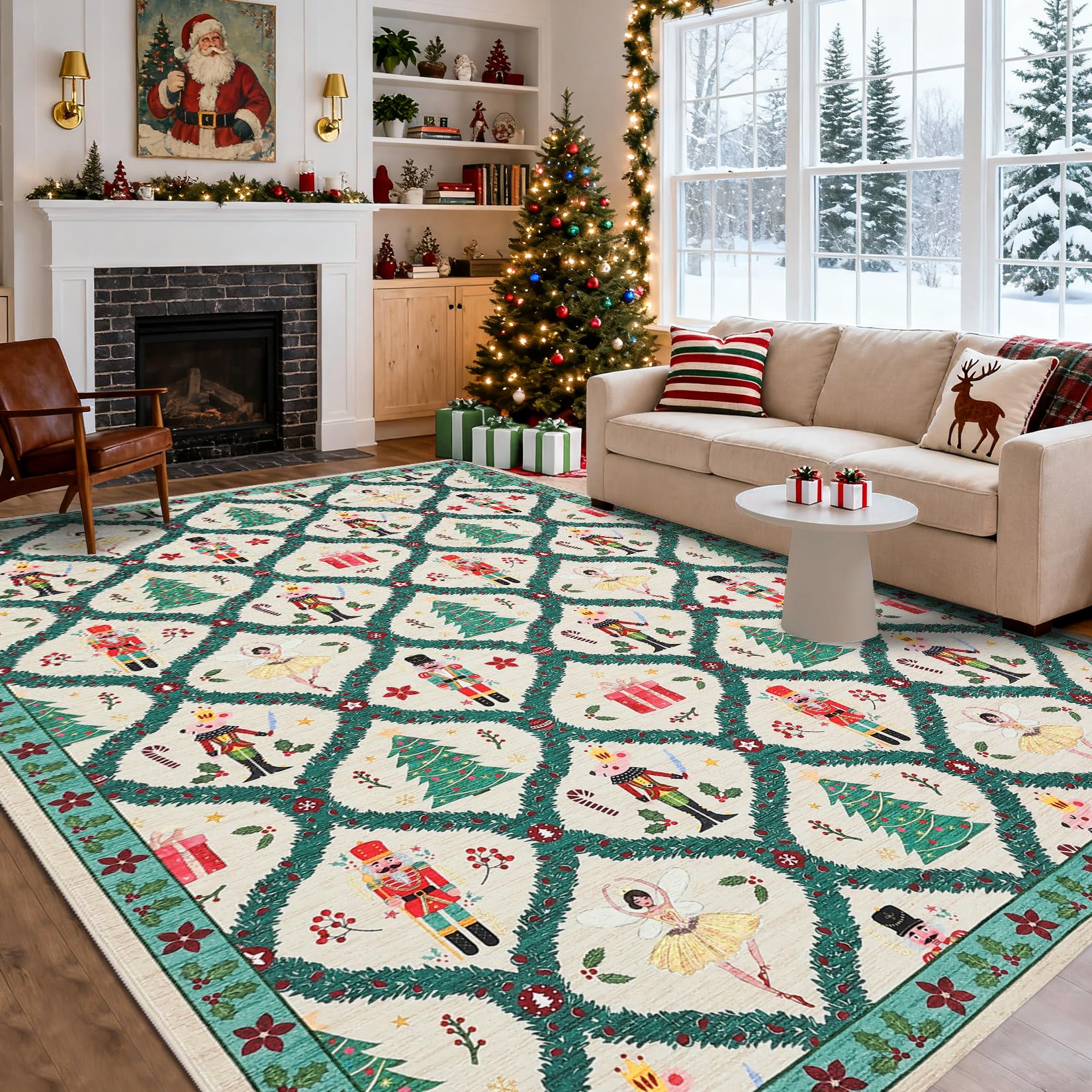 Garvee Christmas Nutcracker Area Rug 9x12 Soft Stain Resistant ...