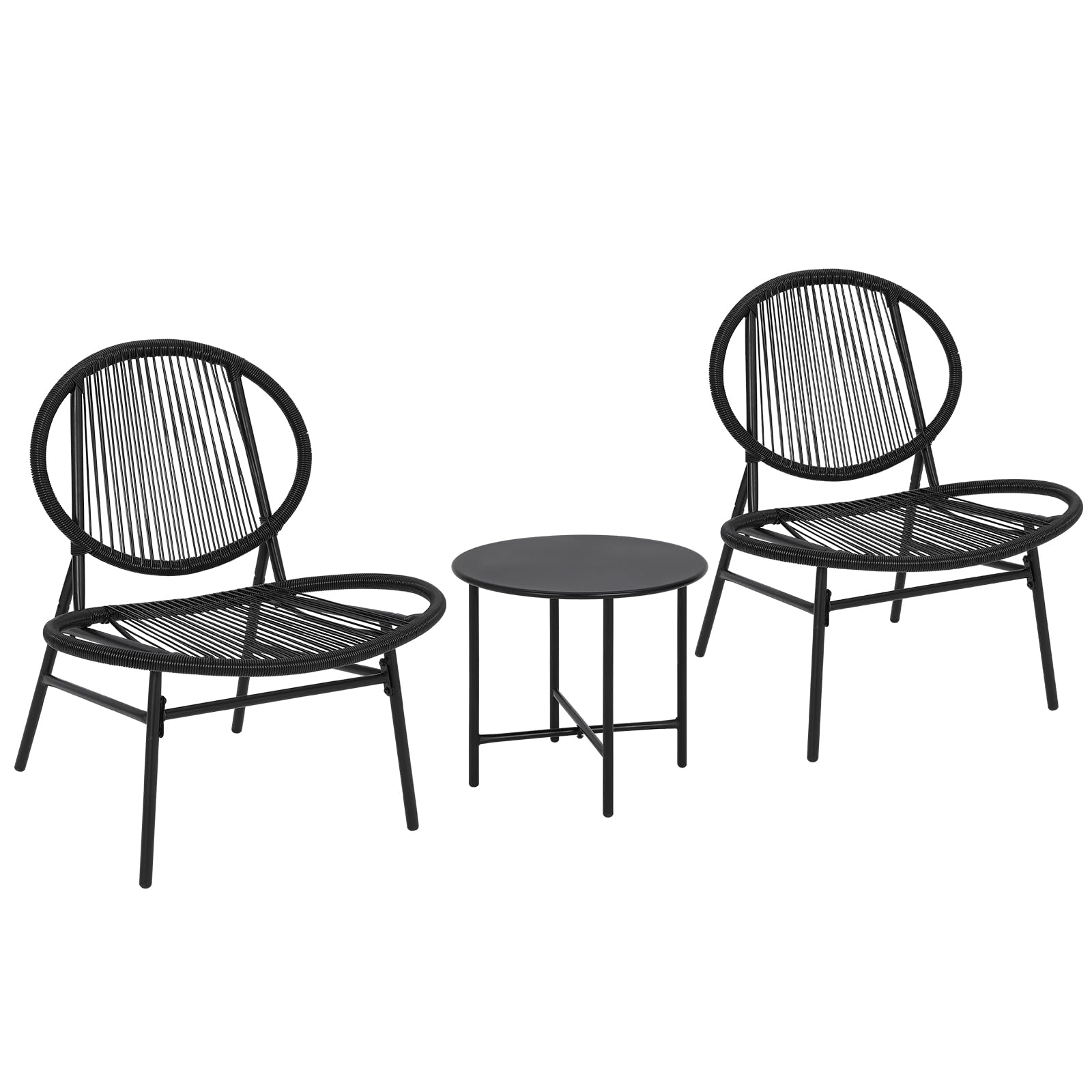 Garvee 3-Piece Outdoor Acapulco Chair Set with Steel Frame, Weather-Re