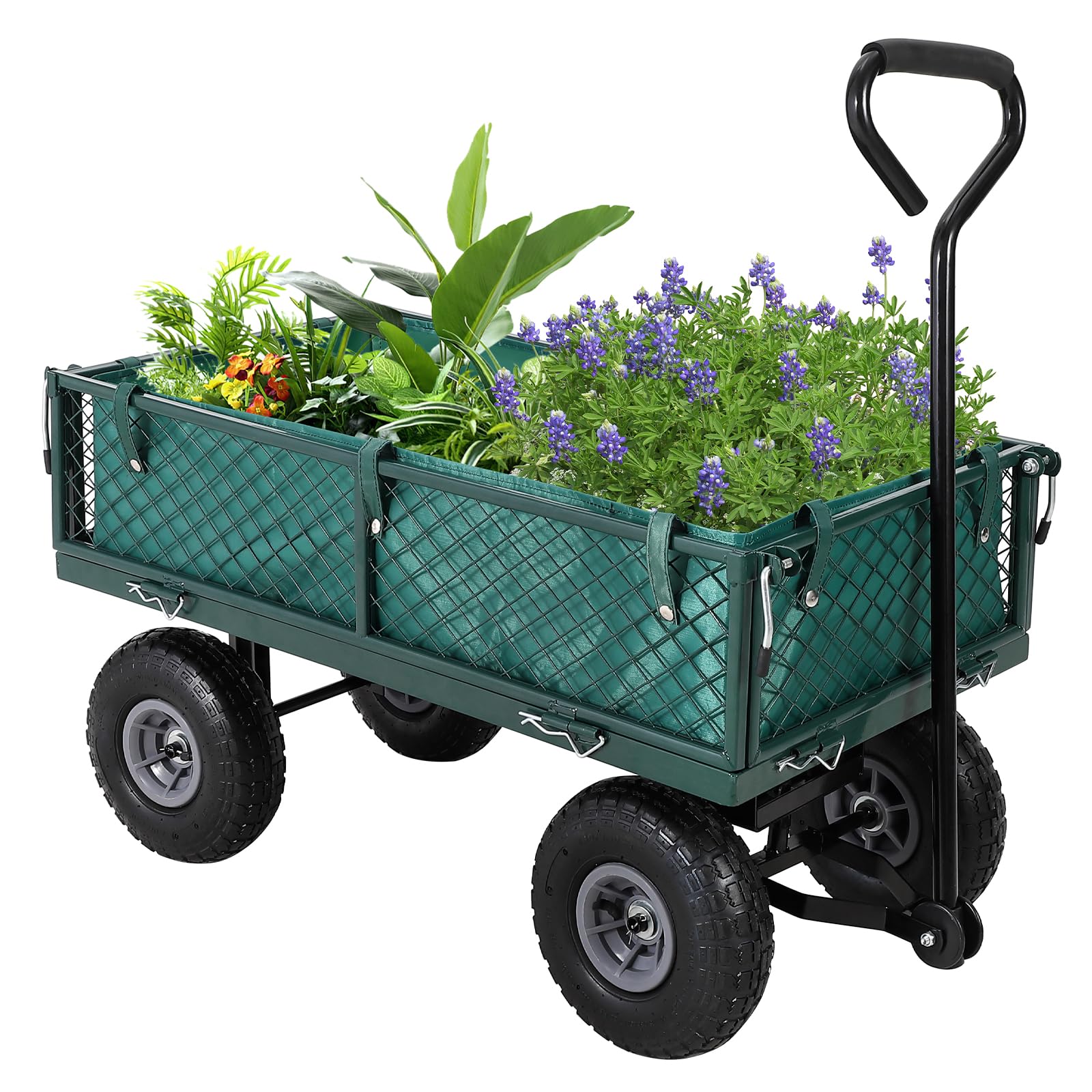 Garvee Steel Garden Cart Heavy-Duty Powder-Coated Steel 500 Lbs Load ...
