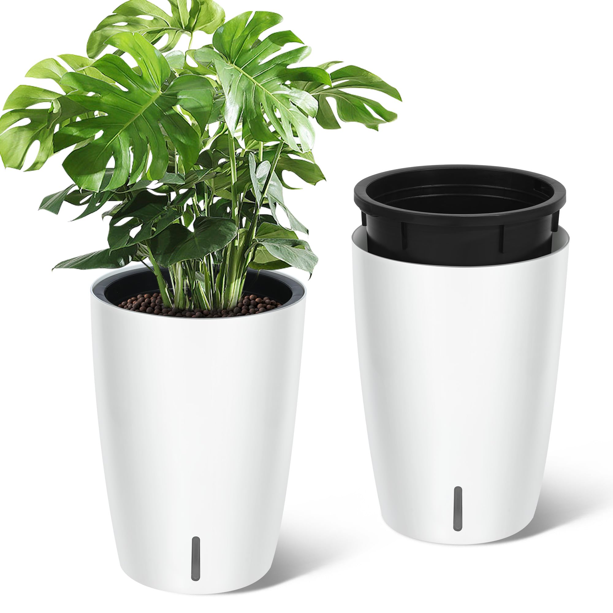 Garvee 16" Tall Self-Watering Planters Set of 2 Durable Plastic Indoor ...