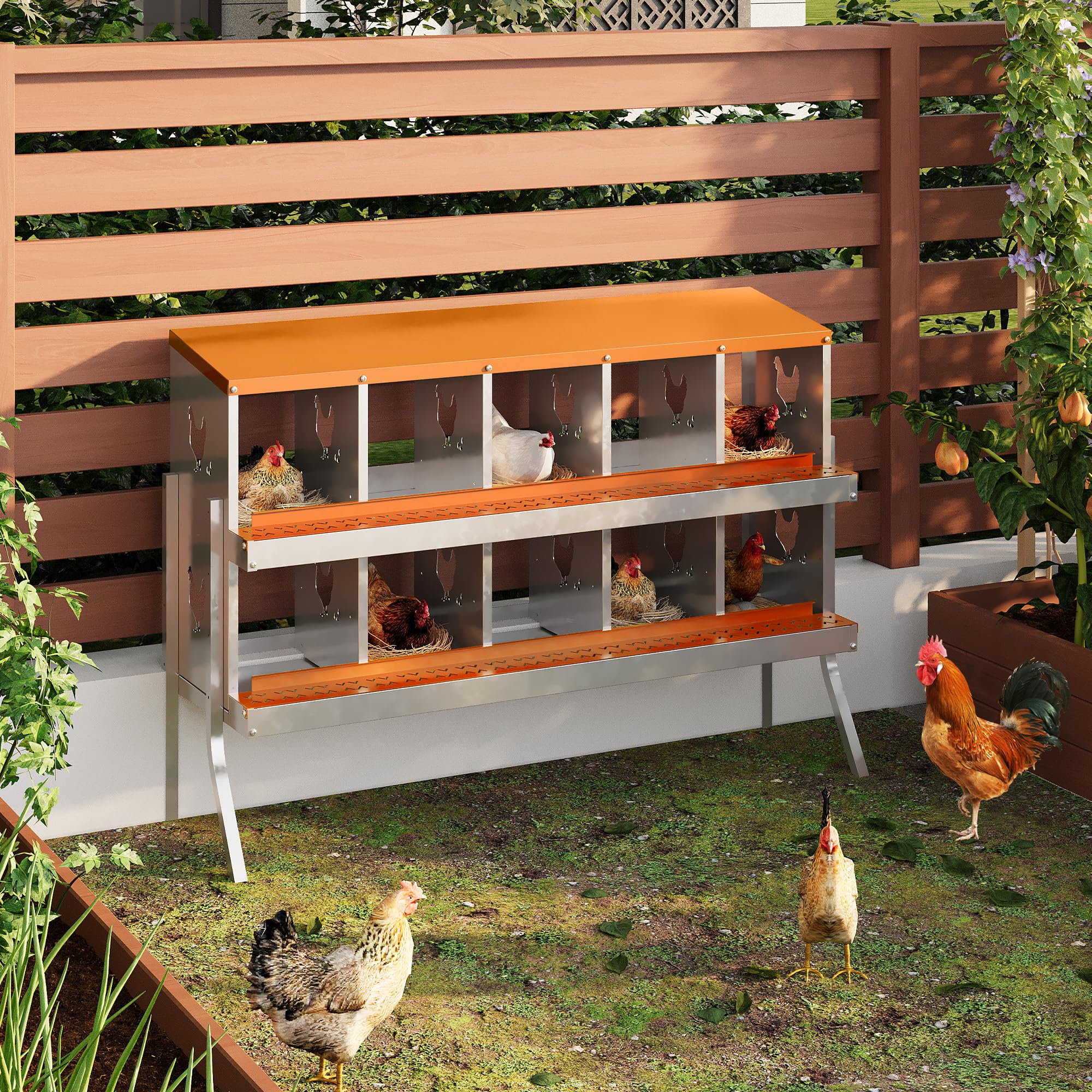 Garvee 10-Hole Bracket Legs Chicken Nesting Box Galvanized Steel Rustp