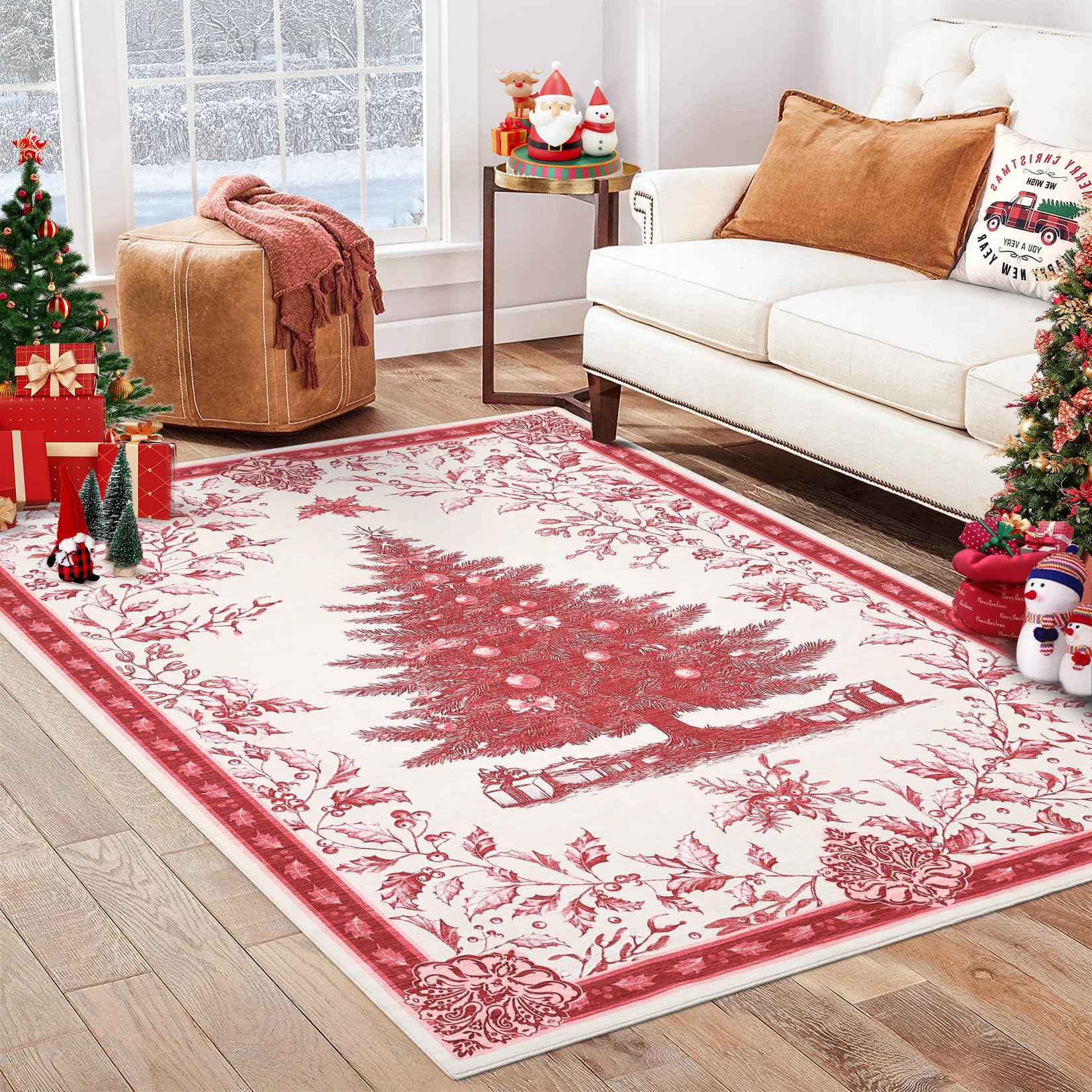 Garvee Christmas Tree Area Rug 8x10 Soft Terrycloth Feel Non-Slip TPR ...