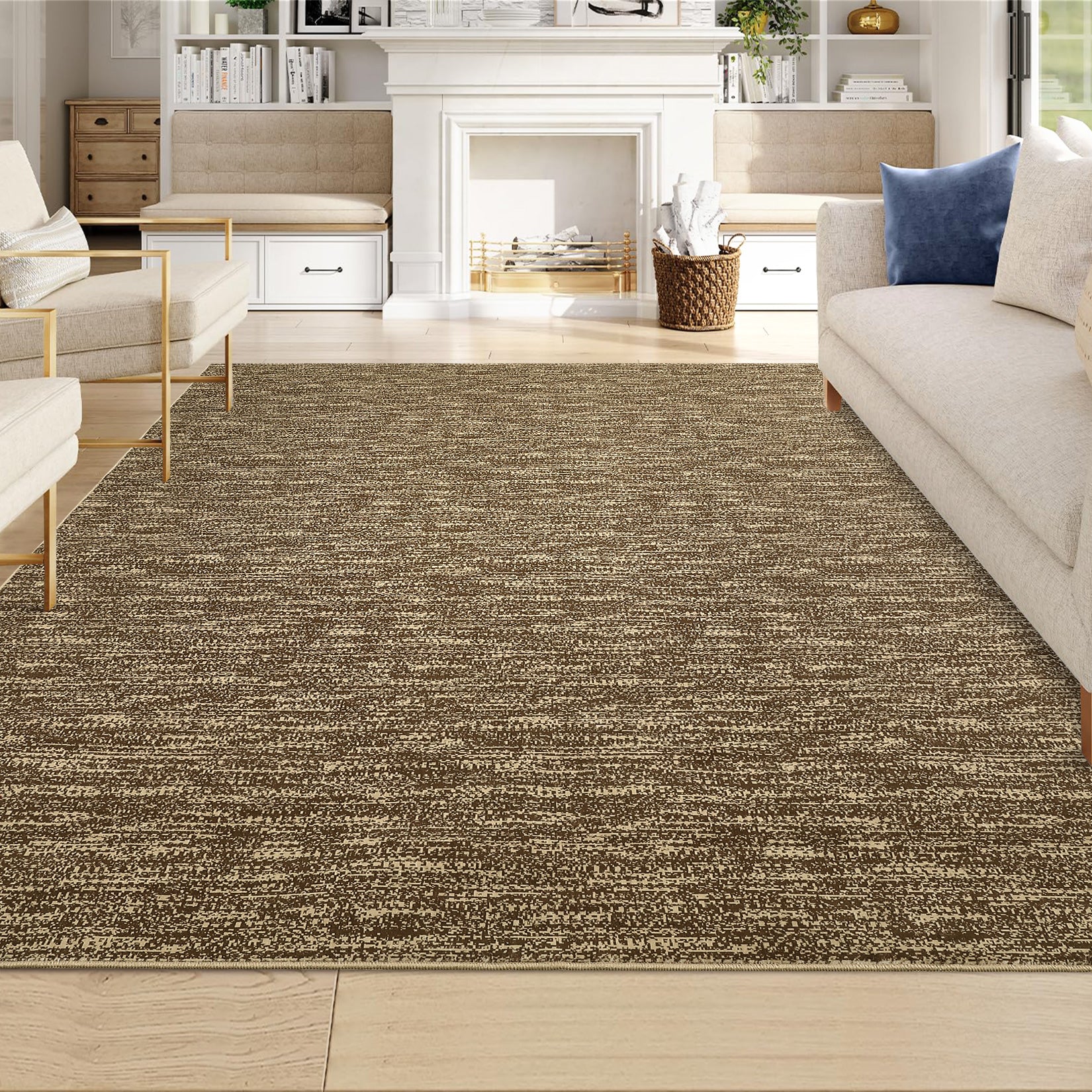 GARVEE 8x10 Area Rug Machine Washable Non-Slip Faux Wool Low Pile ...