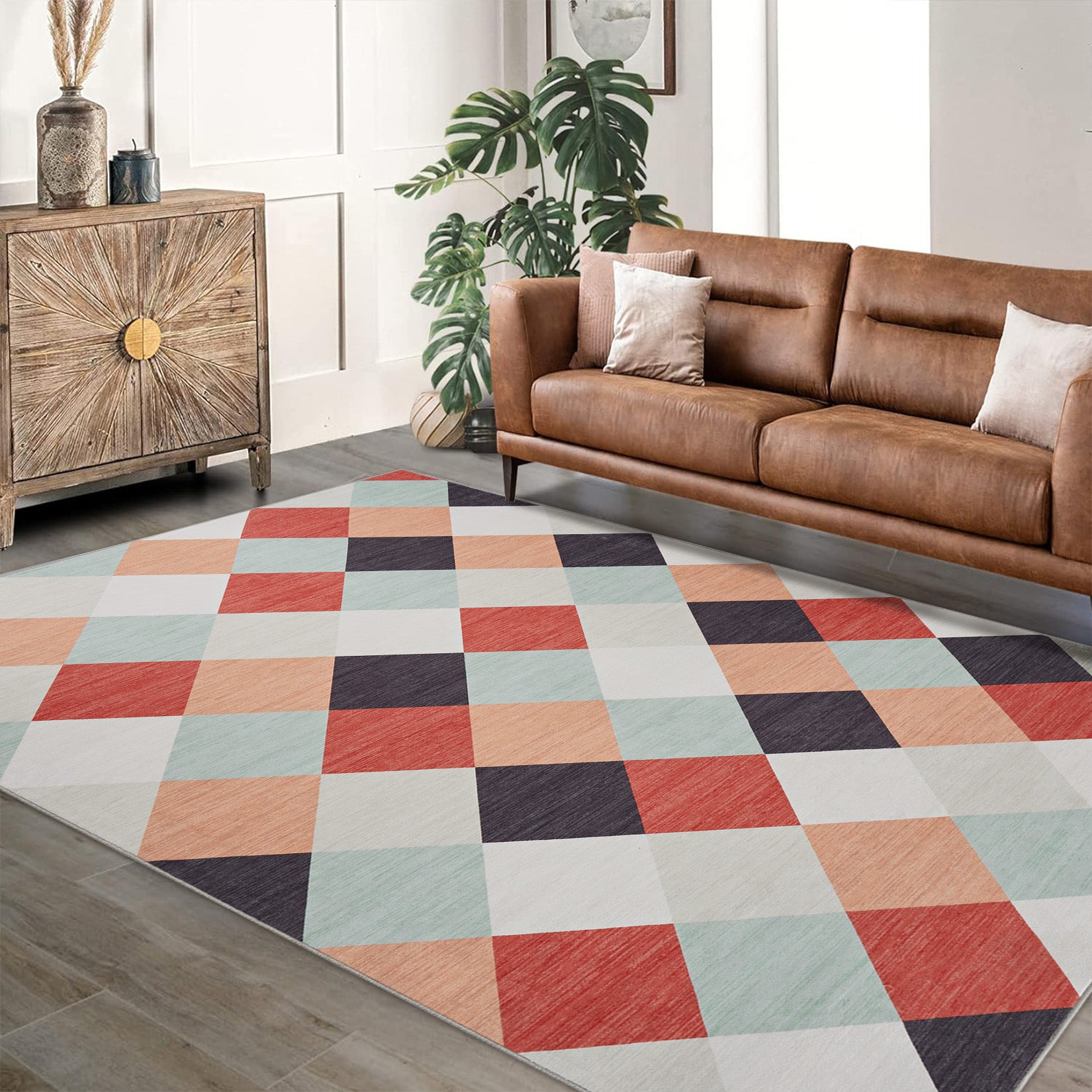 4x6 Checkered Runner Rug - Non-Slip & Washable | GARVEE