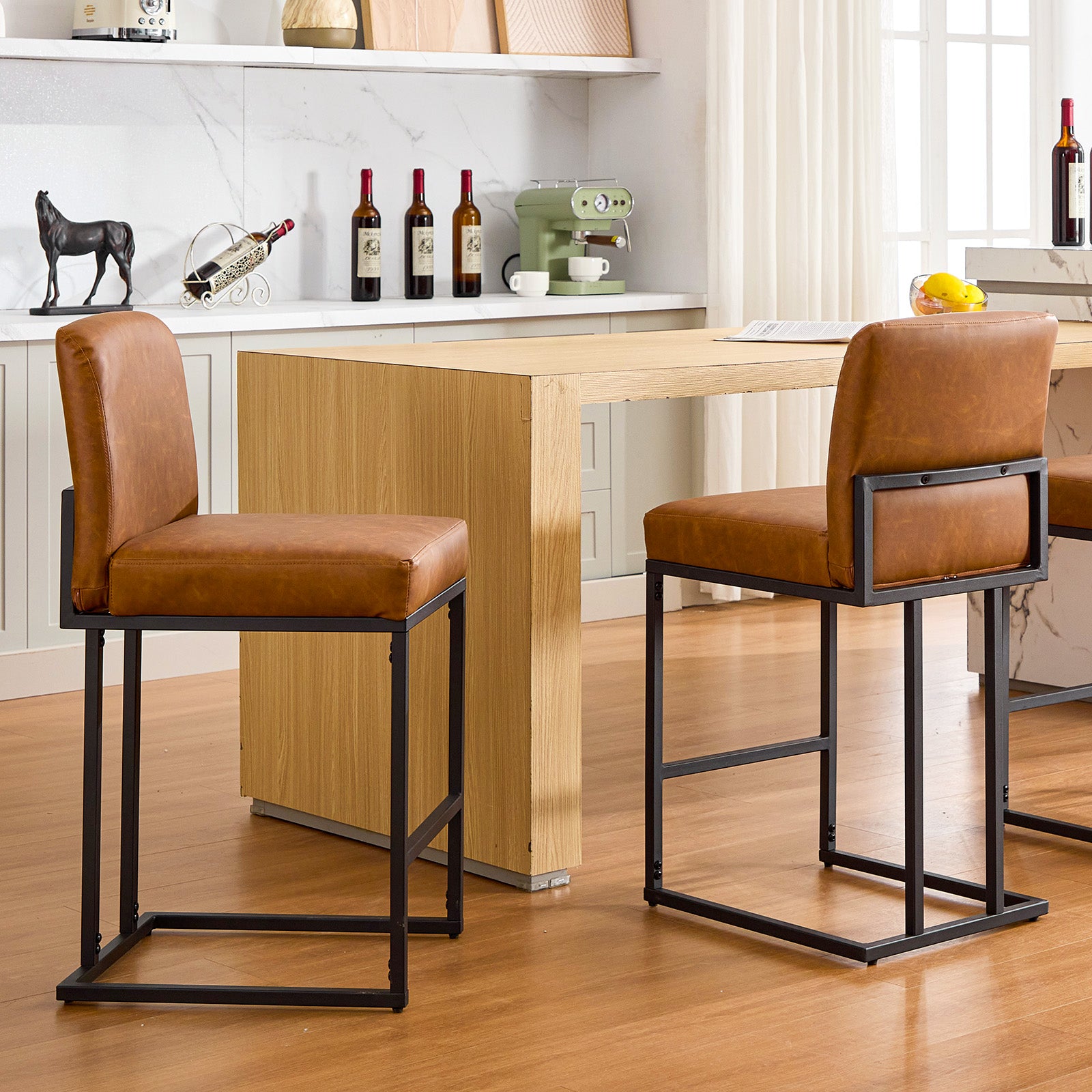 Garvee 24" Bar Stools Set of 2, Counter Height Bar Stools with Back, M