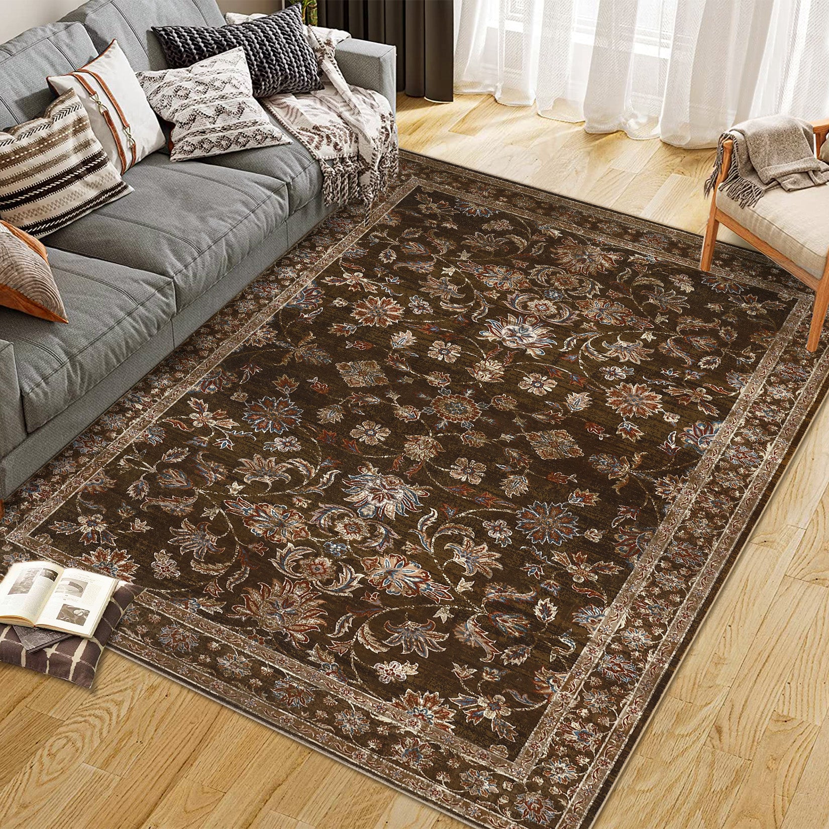 GARVEE 8'x10' Vintage Area Rug Non-Slip Washable Durable Cotton Rugs ...