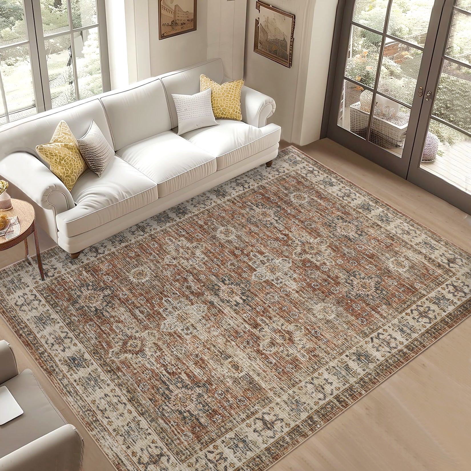 GARVEE Vintage 8x10 Low Pile Area Rug - Soft Non-Slip Polypropylene ...