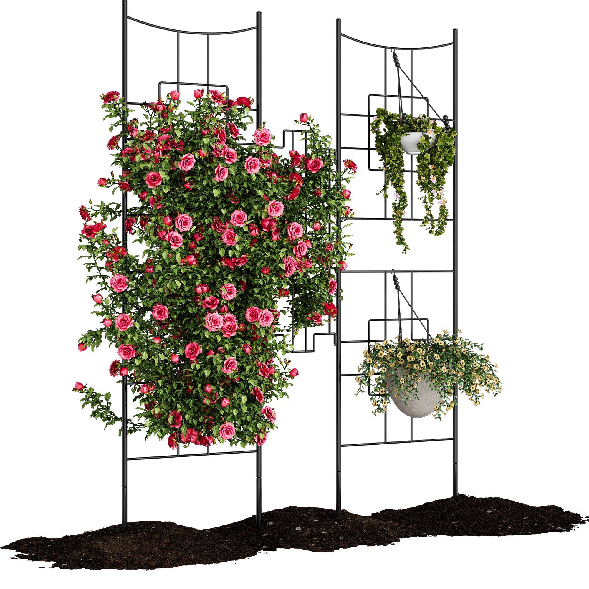 Garvee Fence Panel Outdoor - 66.9 Inch Tall Rustproof Iron Barrier wit