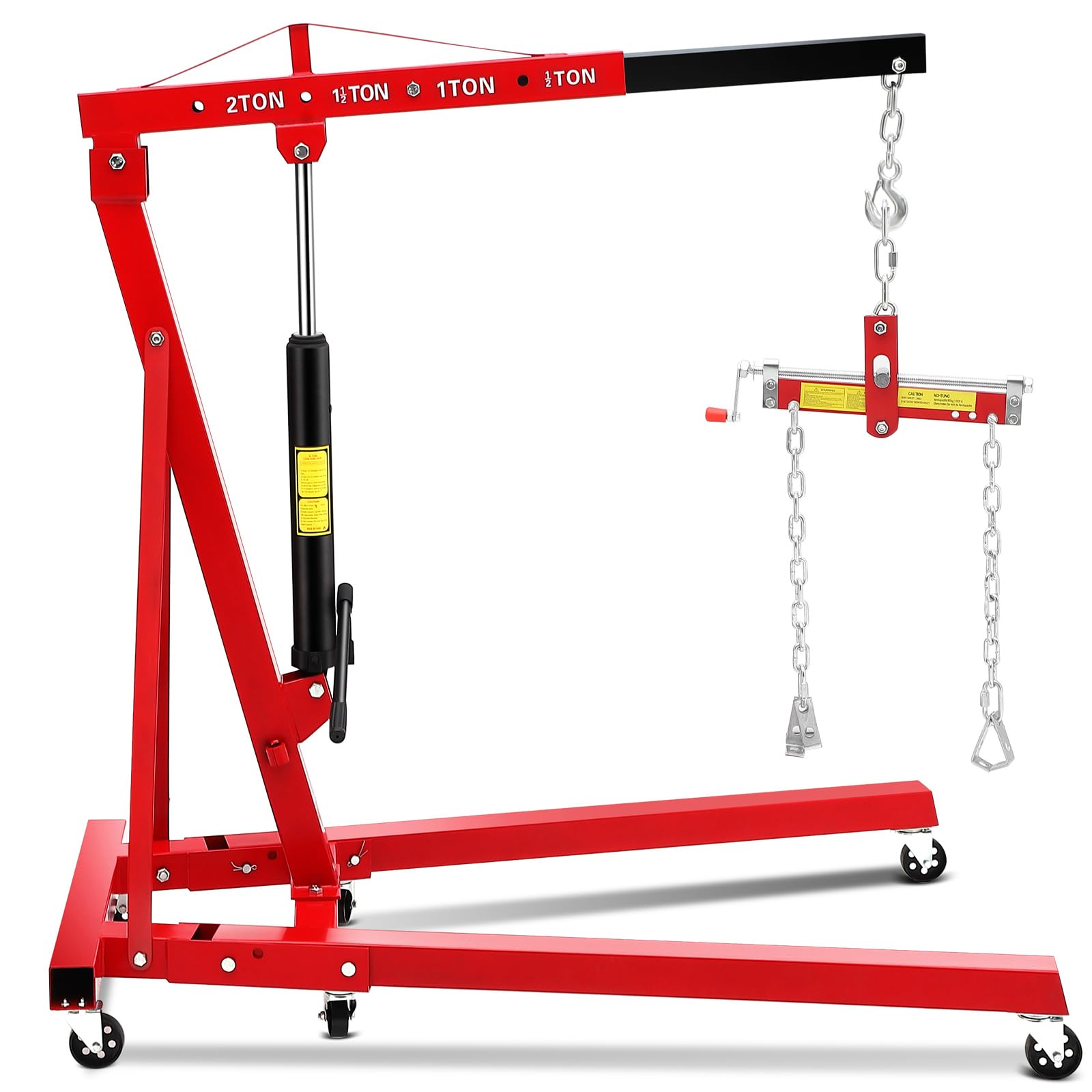 Garvee 2 Ton Folding Hydraulic Engine Hoist with Leveler, 4400 LBS Che