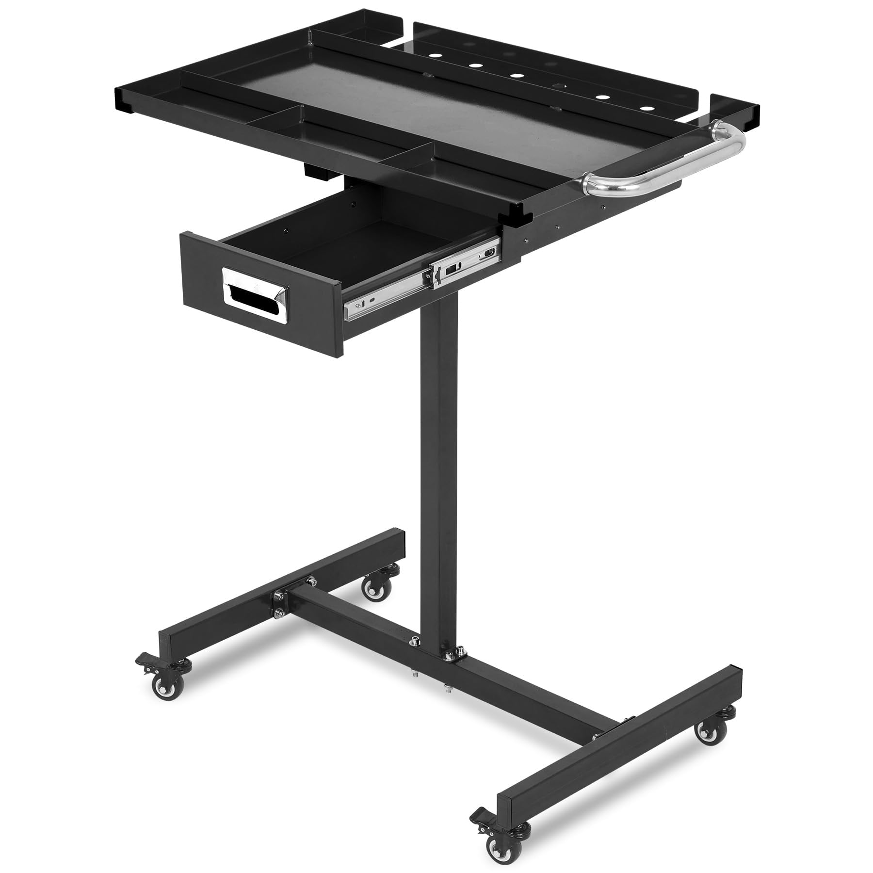Garvee Rolling Work Table, Heavy Duty Steel Adjustable Mobile Workbenc