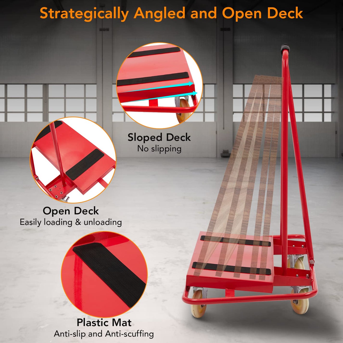 GARVEE 1600Lbs Heavy Duty Drywall Cart, Swivel Casters, Red