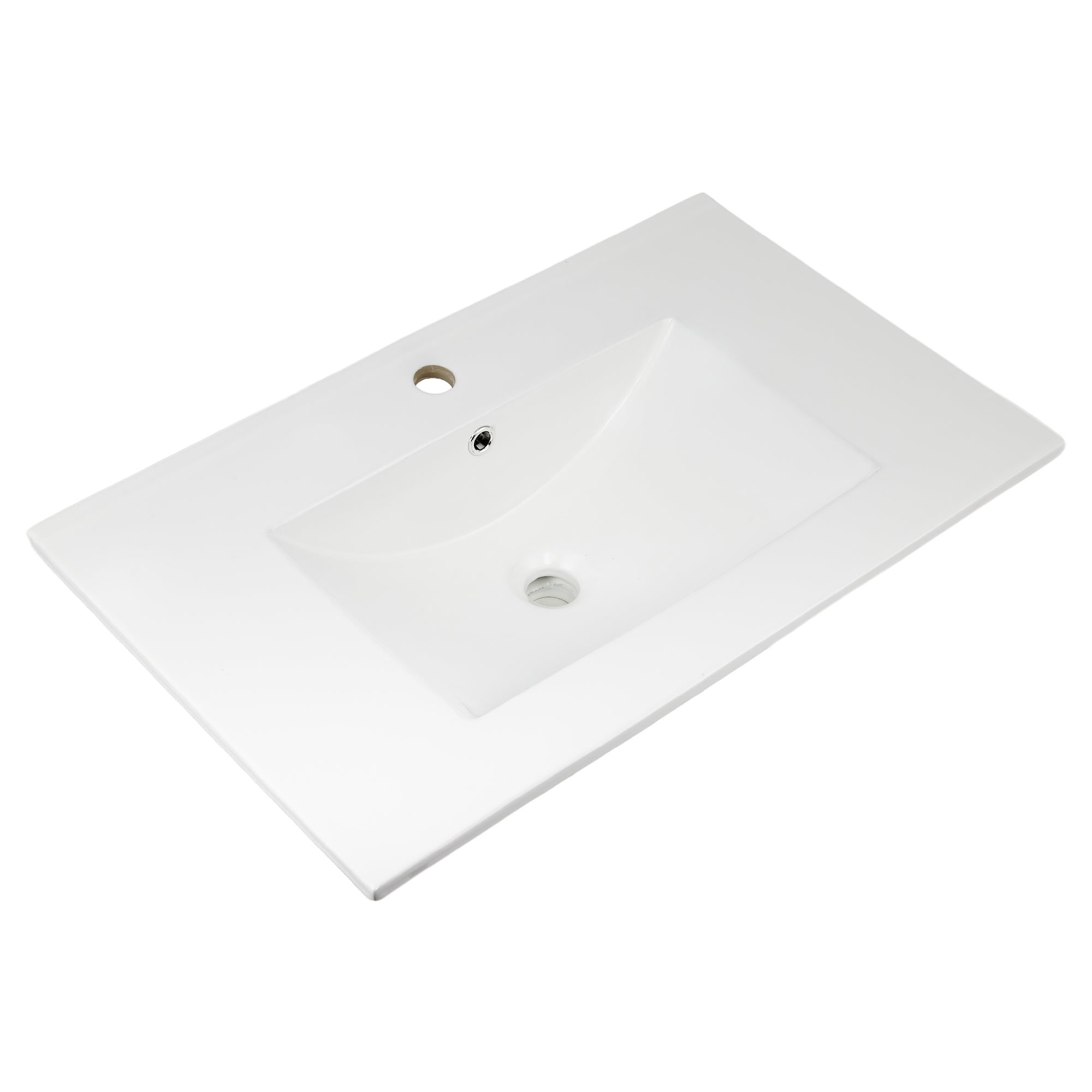 Garvee Modern Rectangular Drop-In Bathroom Basin 30 Inch White Ceramic ...