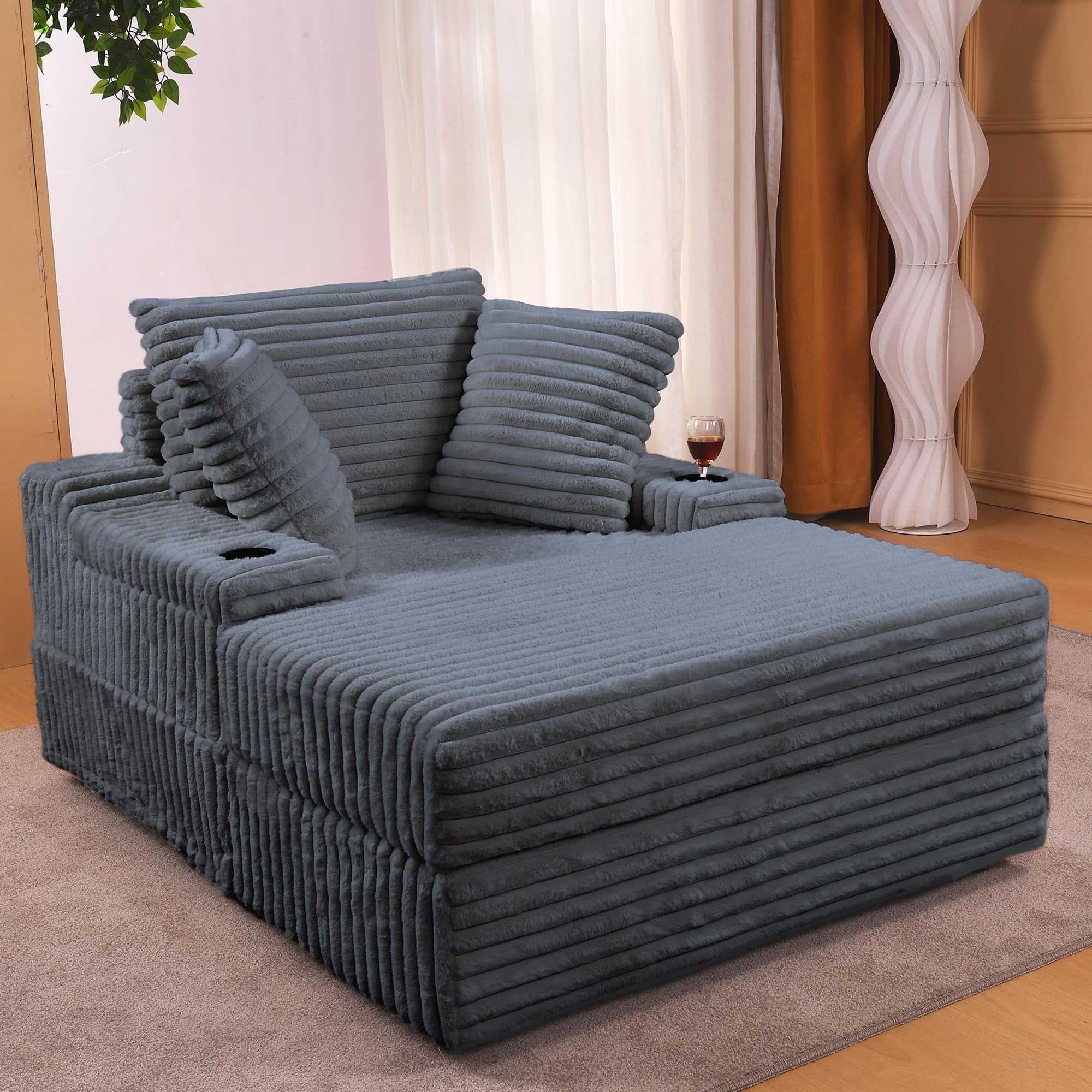 Garvee Oversized Chaise Lounge Chair Indoor, Corduroy Sofa Bed Cloud ...