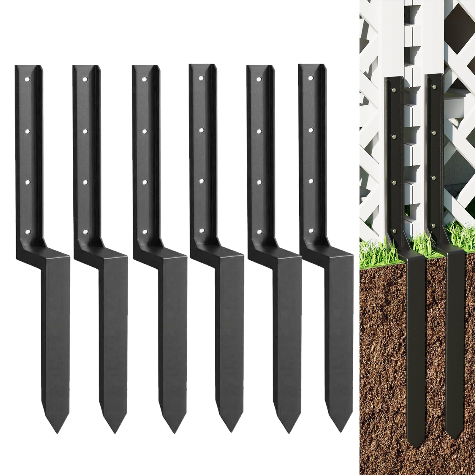 Garvee Fence Post Repair Stakes Heavy Duty Metal H-Shaped Design ...